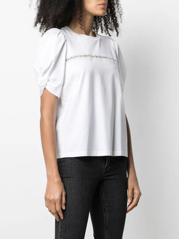 Karl Lagerfeld Embroidered Puff-sleeve T-shirt