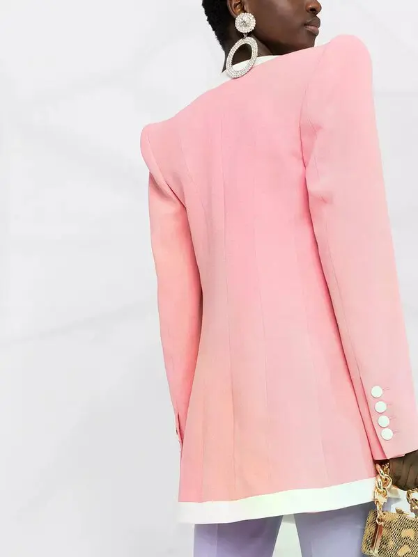 Balmain Structured-shoulder Blazer With Contrasting Trim - Pink