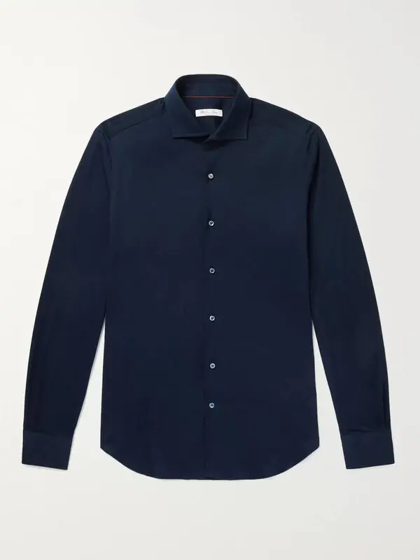 Loro Piana Slim-fit Cotton-jersey Shirt - Blue