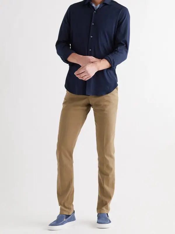Loro Piana Slim-fit Cotton-jersey Shirt - Blue