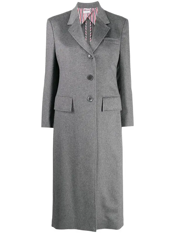 Thom Browne Wide Lapel Cashmere Overcoat - Grey