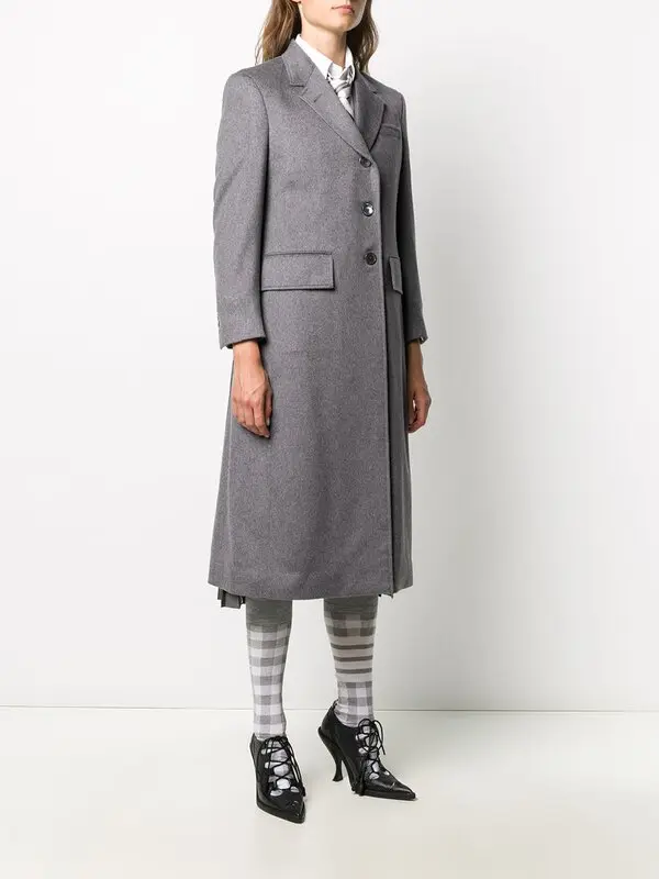 Thom Browne Wide Lapel Cashmere Overcoat - Grey