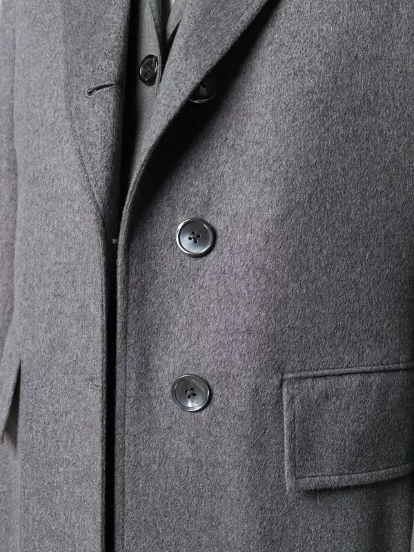 Thom Browne Wide Lapel Cashmere Overcoat - Grey
