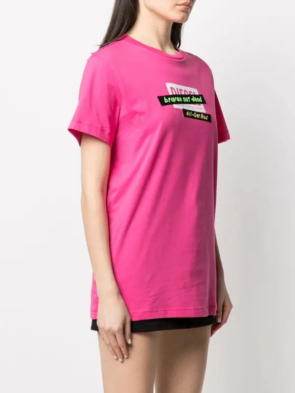 DIESEL® T-daria-r2 Embroidered Tape Cotton T-shirt