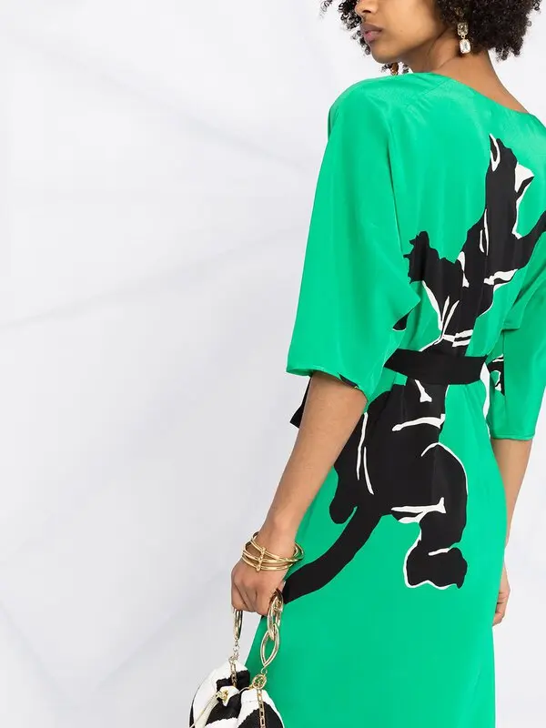Diane Von Furstenberg Panther-Print Wrap Dre In Green - 38% Off |  Editorialist