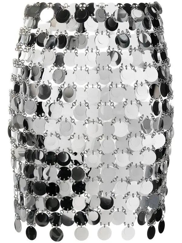 Rabanne Circular-discs Mini Skirt - Silver