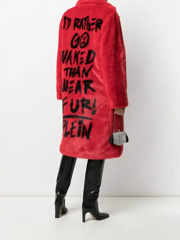 Philipp Plein Graffiti-print Faux-fur Coat