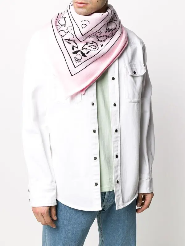 BARRIE Paisley Print Bandana Scarf - Pink