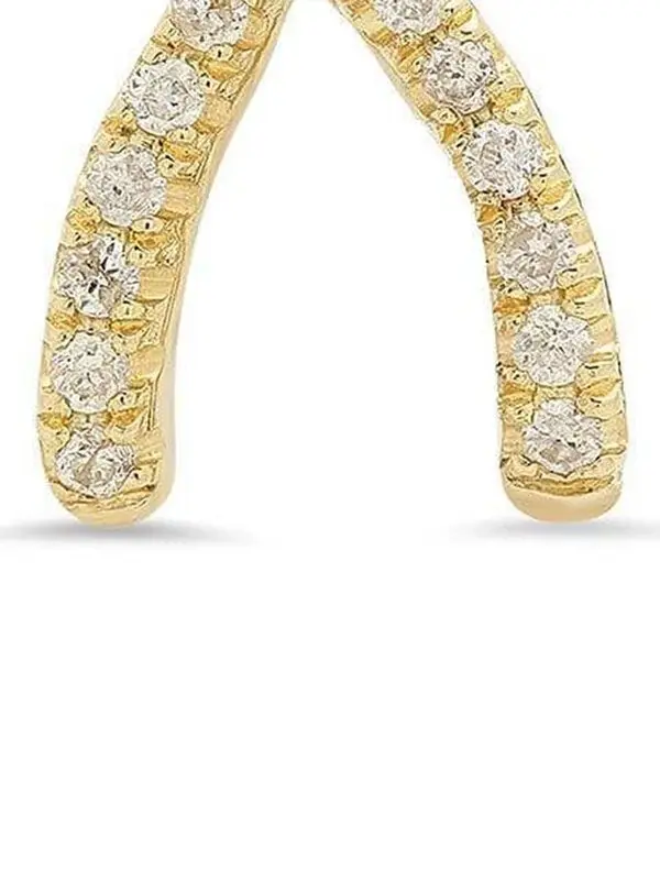 JENNIFER MEYER 18kt Yellow Mini Diamond Wishbone Stud Earrings