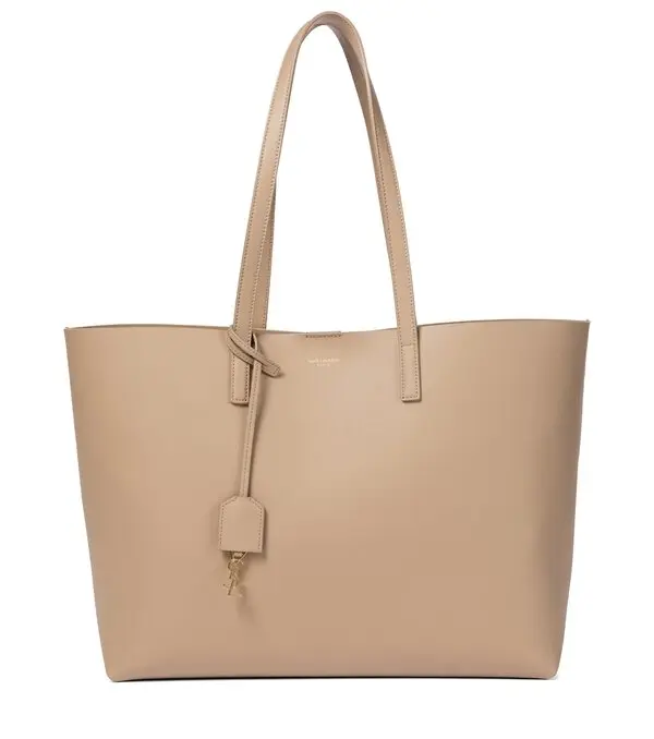 Saint Laurent Shopping E/w Leather Tote Bag - Beige