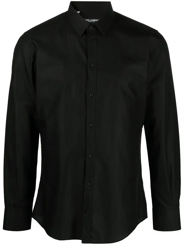 Dolce & Gabbana Pinstripe Long-sleeve Cotton Shirt - Black
