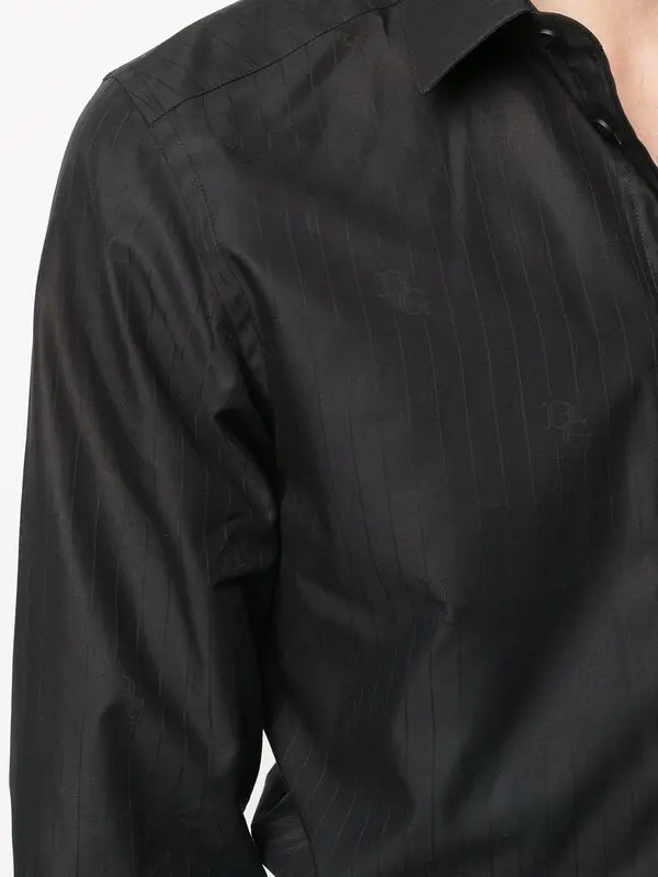 Dolce & Gabbana Pinstripe Long-sleeve Cotton Shirt - Black