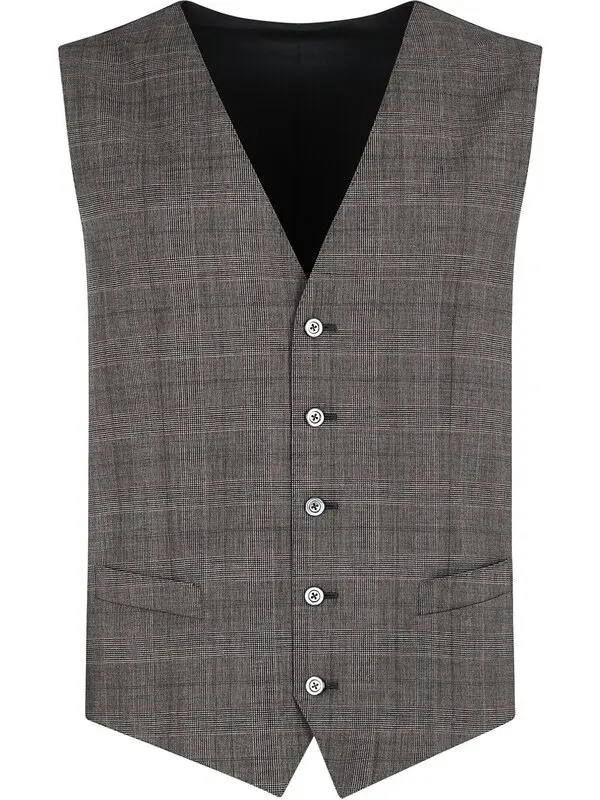 Dolce & Gabbana Glen Plaid Wool Waistcoat - Grey