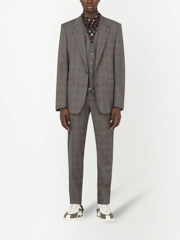 Dolce & Gabbana Glen Plaid Wool Waistcoat - Grey