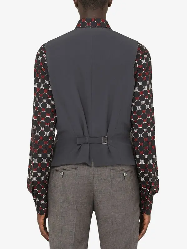 Dolce & Gabbana Glen Plaid Wool Waistcoat - Grey