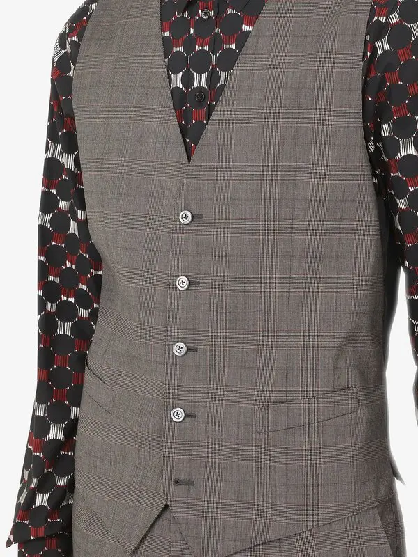 Dolce & Gabbana Glen Plaid Wool Waistcoat - Grey