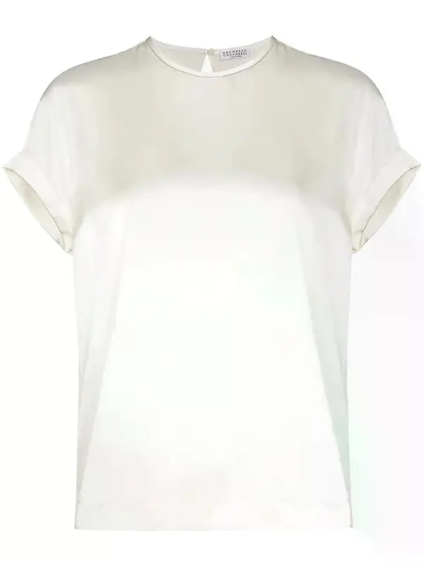 Brunello Cucinelli Silk Crew-neck T-shirt - Neutrals