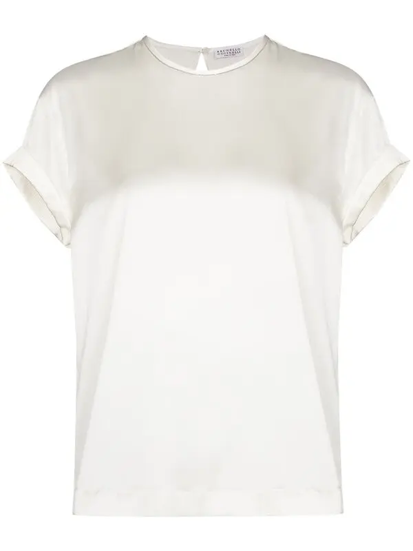 Brunello Cucinelli Silk Crew-neck T-shirt - White
