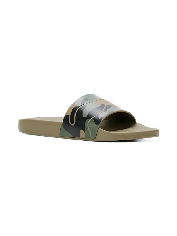 Valentino Garavani Camouflage Slides - Green