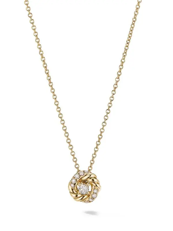 David Yurman 18kt Yellow Petite Infinity Diamond Necklace - Gold