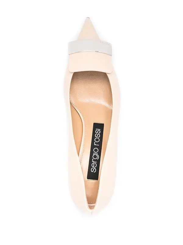 SERGIO ROSSI Sr1 45mm Plaque-embellished Pumps - Neutrals
