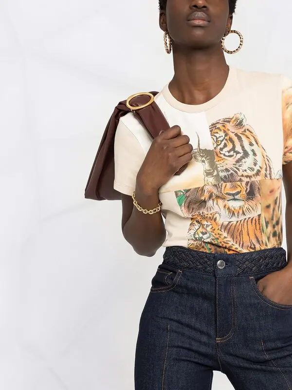 Stella McCartney Tiger Print Patchwork T-shirt