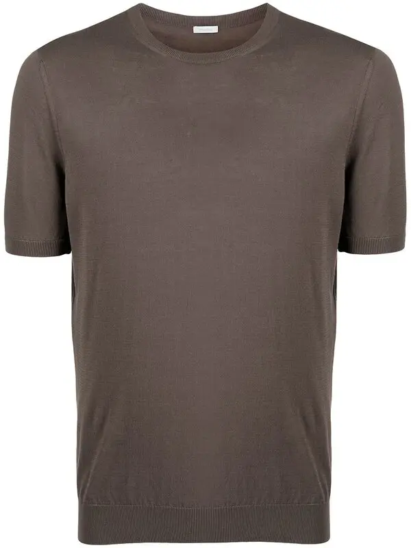 Malo Short-sleeved Knit T-shirt - Brown