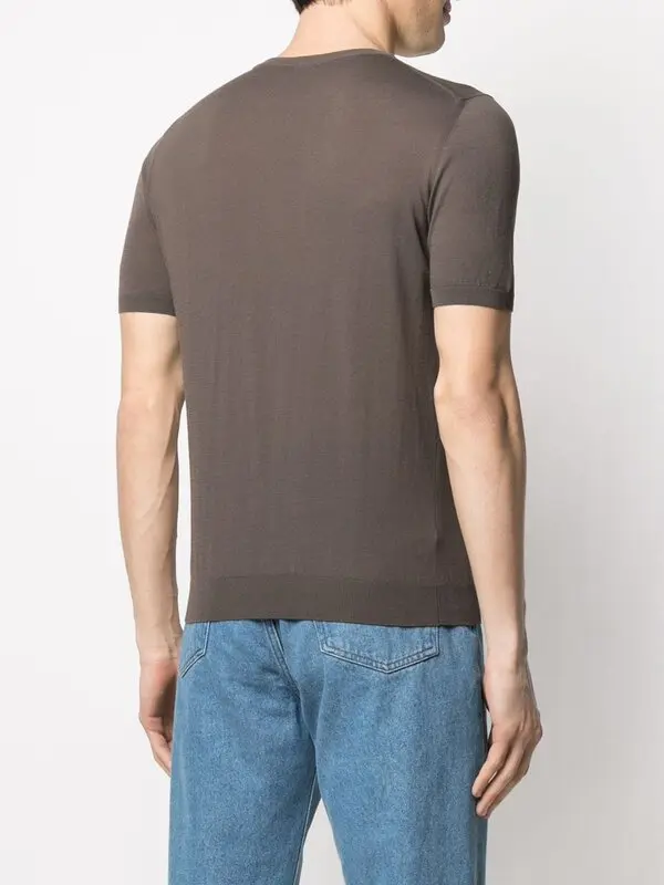 Malo Short-sleeved Knit T-shirt - Brown