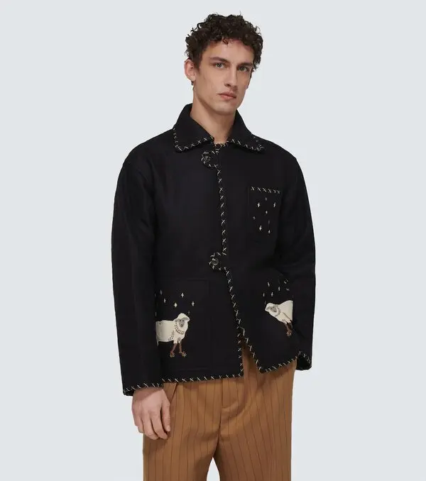 その他 BODE FARM SOUVENIR JACKET Bode Farm Souvenir Wool Jacket In Black - 30% Off | Editorialist