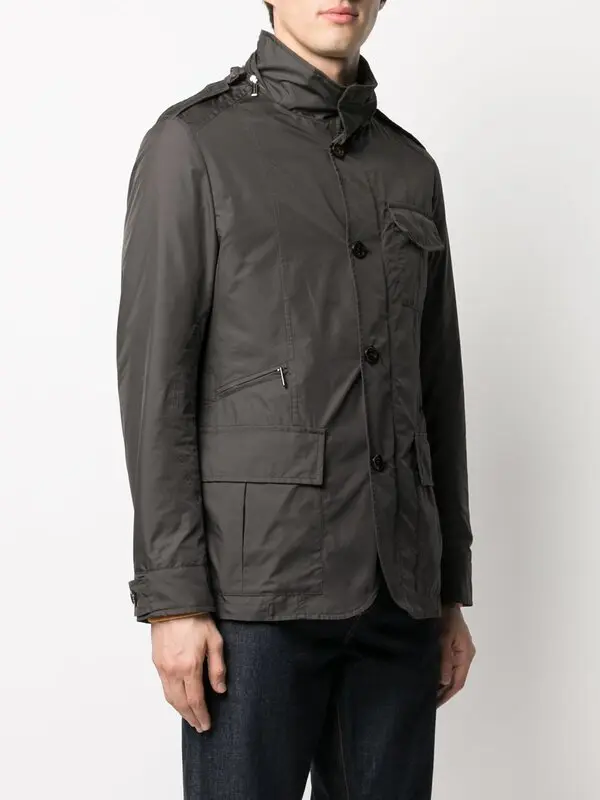 MOORER Hooded Buttoned Jacket