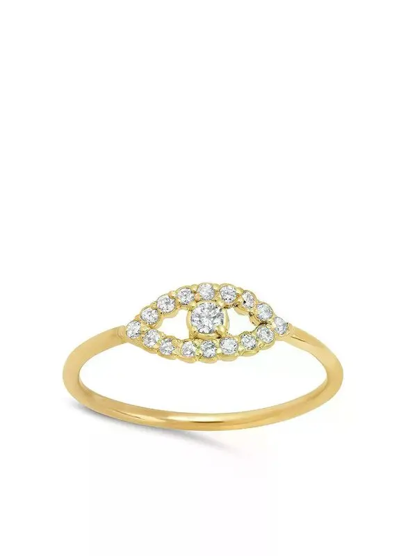 JENNIFER MEYER 18kt Yellow Mini Diamond Open Evil Eye Ring - Gold