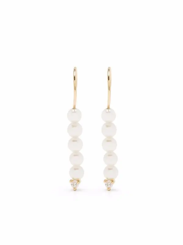 Mizuki 14kt Akoya Pearl And Diamond Earrings - Gold