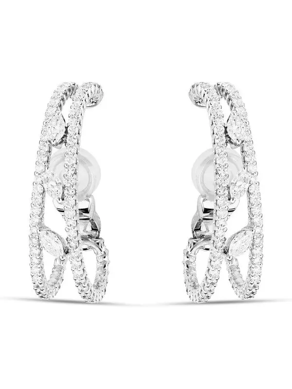 Yeprem 18kt Gold Diamond Inside Hoop Earrings - White