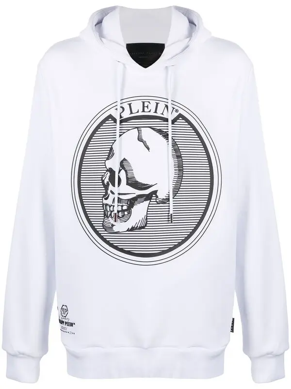 Philipp Plein Outline Skull-print Hoodie - White
