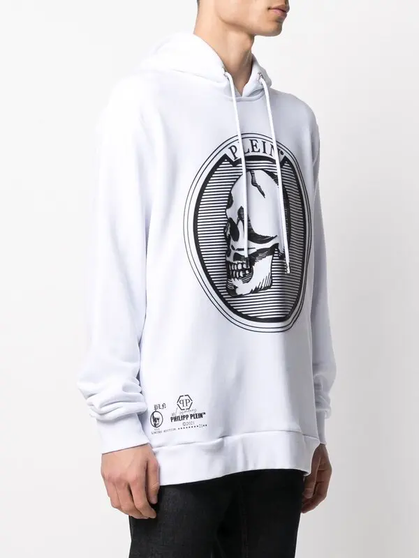 Philipp Plein Outline Skull-print Hoodie - White
