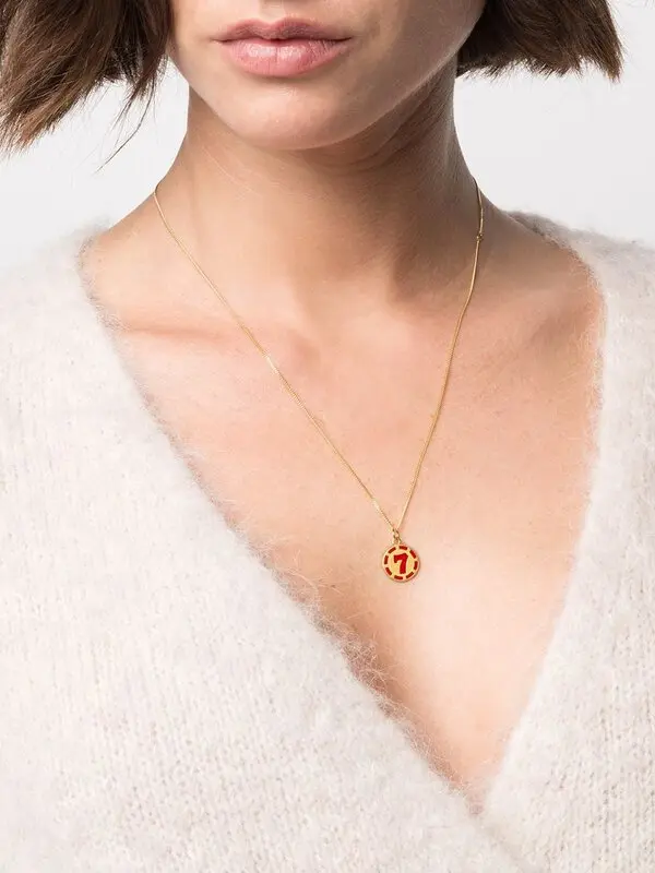 TRUE ROCKS Vegas 7 Poker Chip Pendant Necklace - Gold