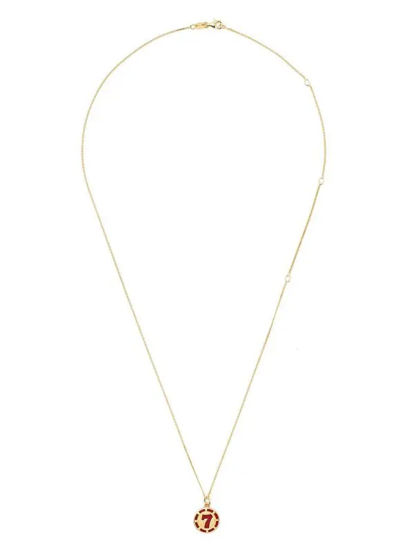 TRUE ROCKS Vegas 7 Poker Chip Pendant Necklace - Gold