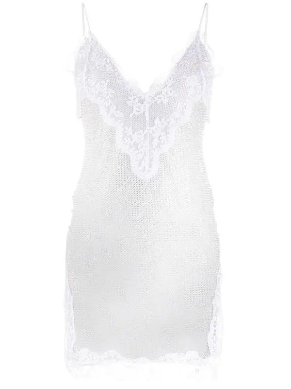 Christopher Kane Crystal Mesh Cami Dress - White | Editorialist