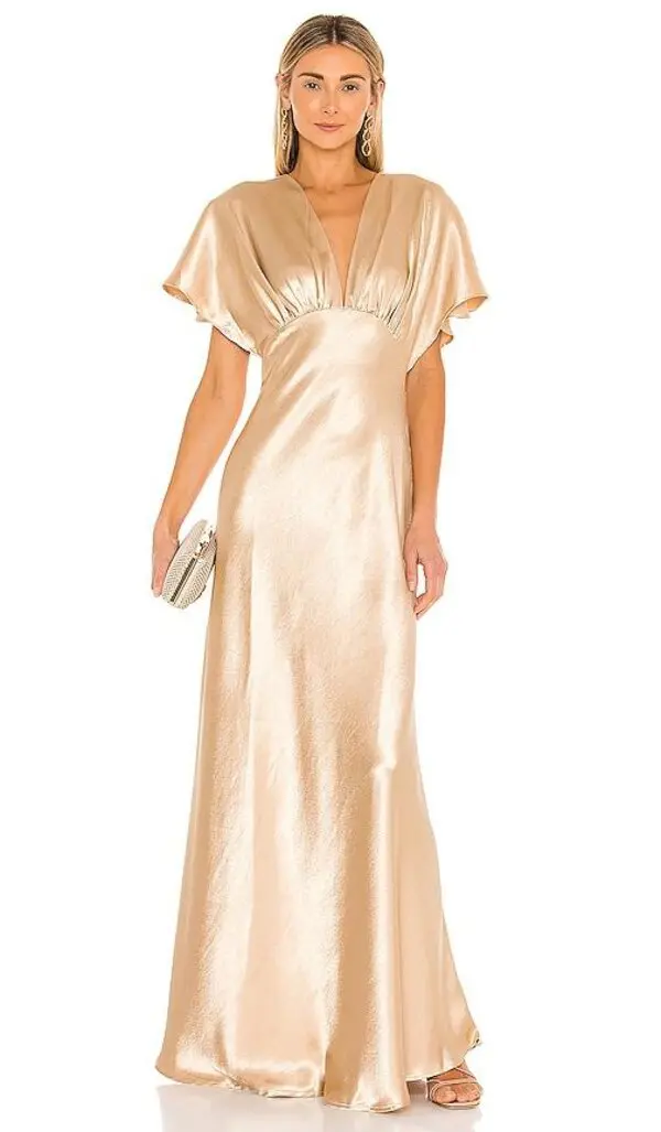 Free People X Beatrice Maxi Dress In Metallic Gold - Calm Sand |  Editorialist