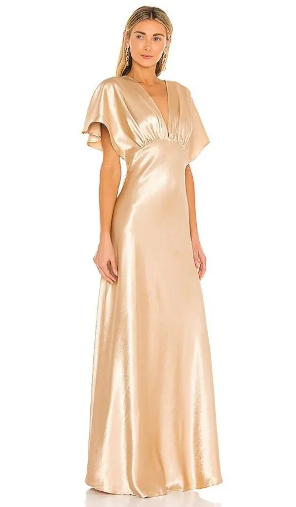 Free People X Beatrice Maxi Dress In Metallic Gold - Calm Sand |  Editorialist