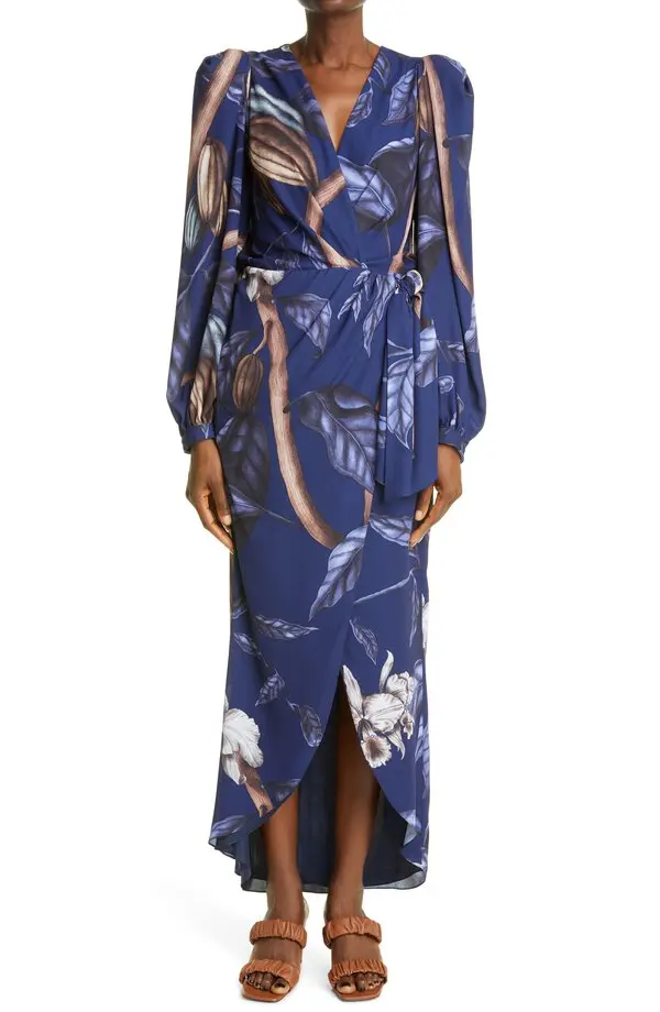 johanna ortiz blue floral dress Reino Vegetal Puff Long Sleeve Wrap - Color:COMPLETELY IVORY superdown Anya Mini Dress inventorytype:replenishment elevating everyday pieces into