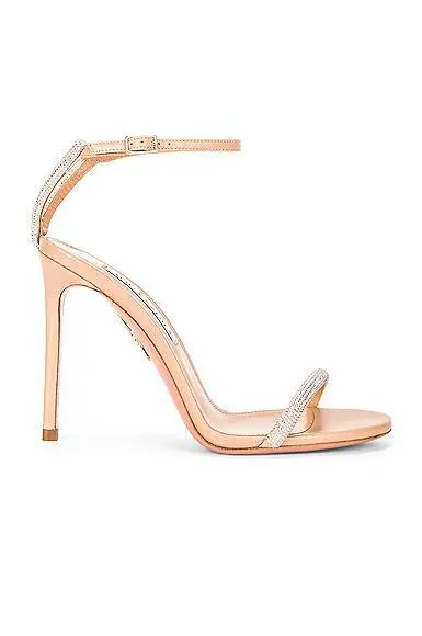 AQUAZZURA Moon Crystal 105 Sandal In Neutral