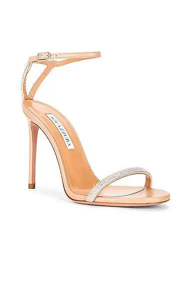 AQUAZZURA Moon Crystal 105 Sandal In Neutral