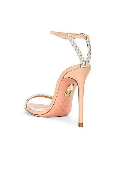 AQUAZZURA Moon Crystal 105 Sandal In Neutral