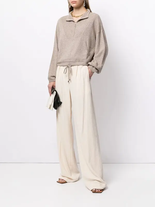 Simkhai Emiko Textured Wide-leg Trousers
