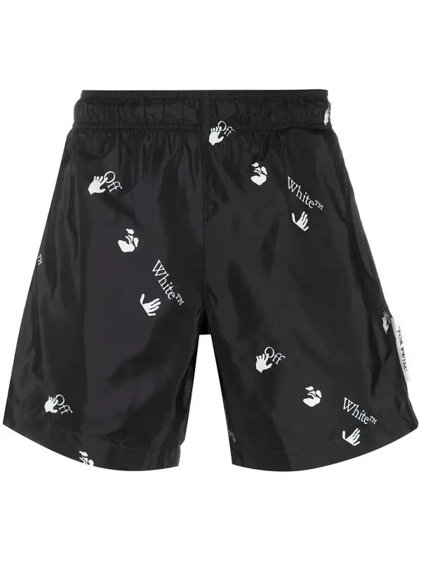 Off-White Hands-off Print Swim Shorts - Black