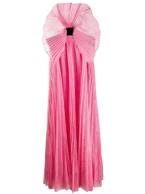 Givenchy Pleated Detail Lace Evening Dress