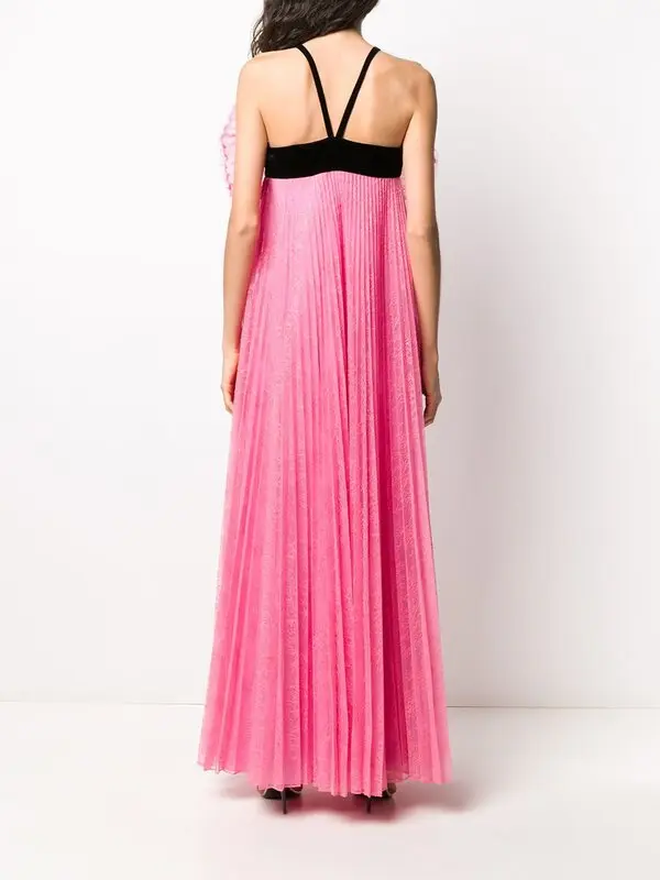 Givenchy Pleated Detail Lace Evening Dress
