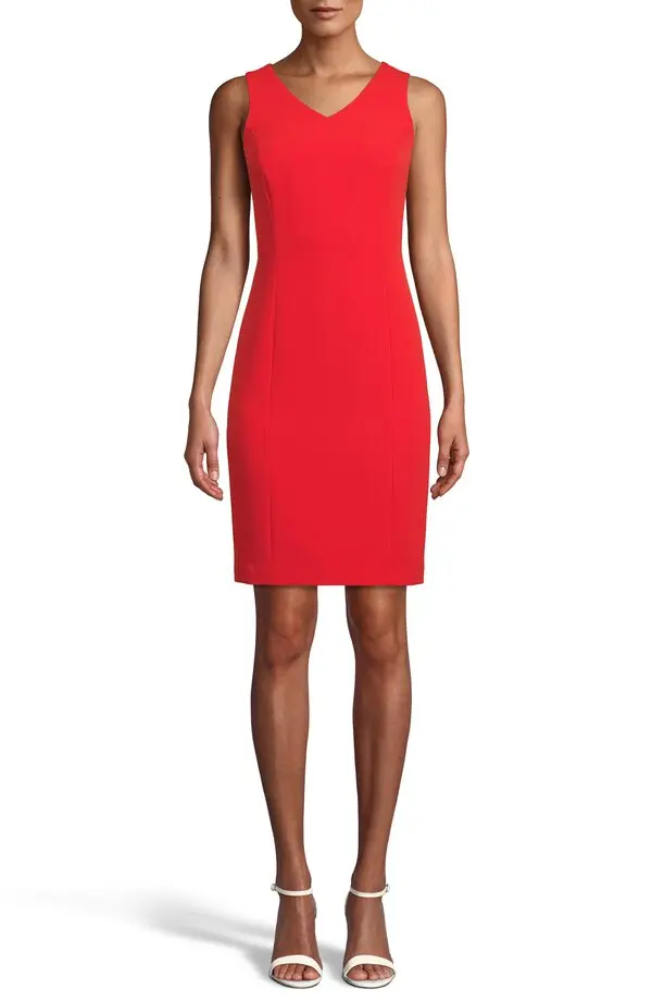 Anne Klein V-neck Crepe Sheath Dress
