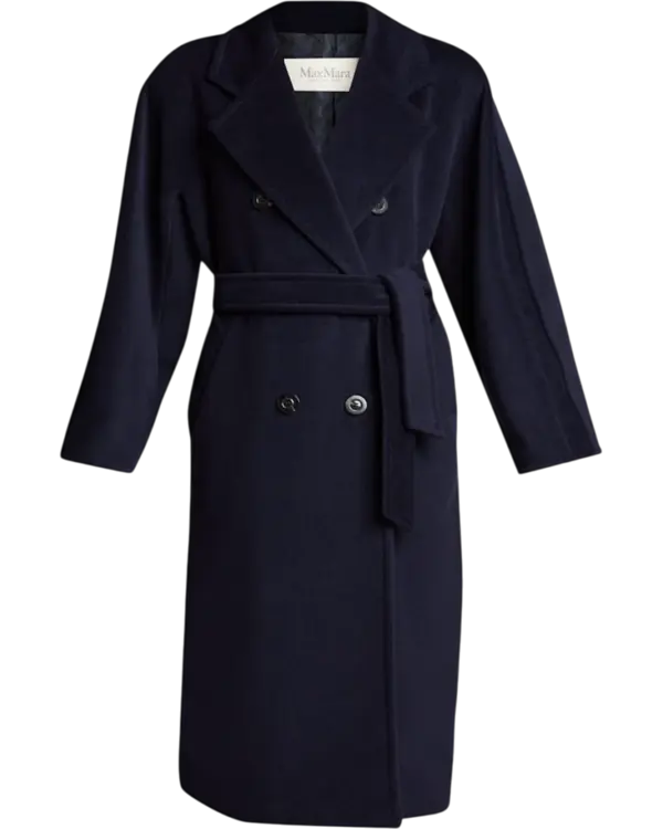 Max Mara Madame Belted Wool-cashmere Coat - Navy